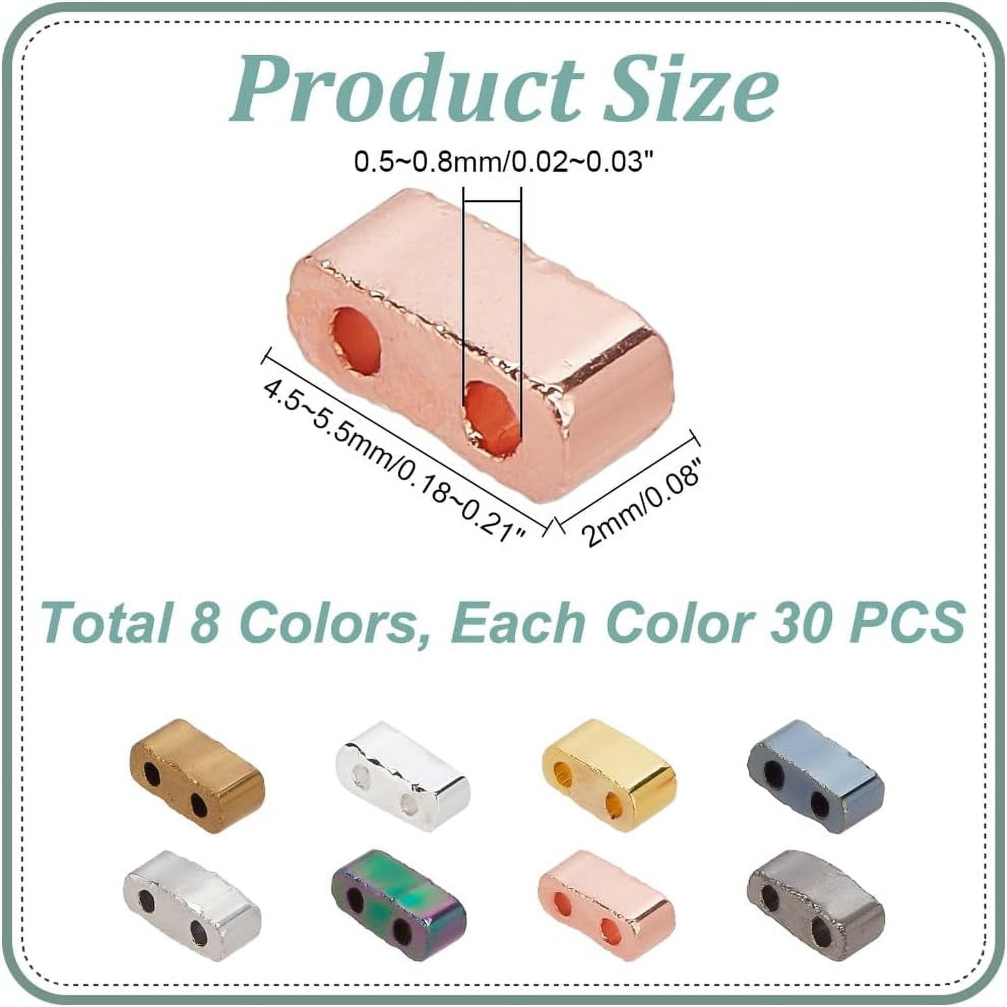 1 box 240 pcs Half Cut Beads 8 colors 2-Hole Glass Seed Beads Rectangle ...