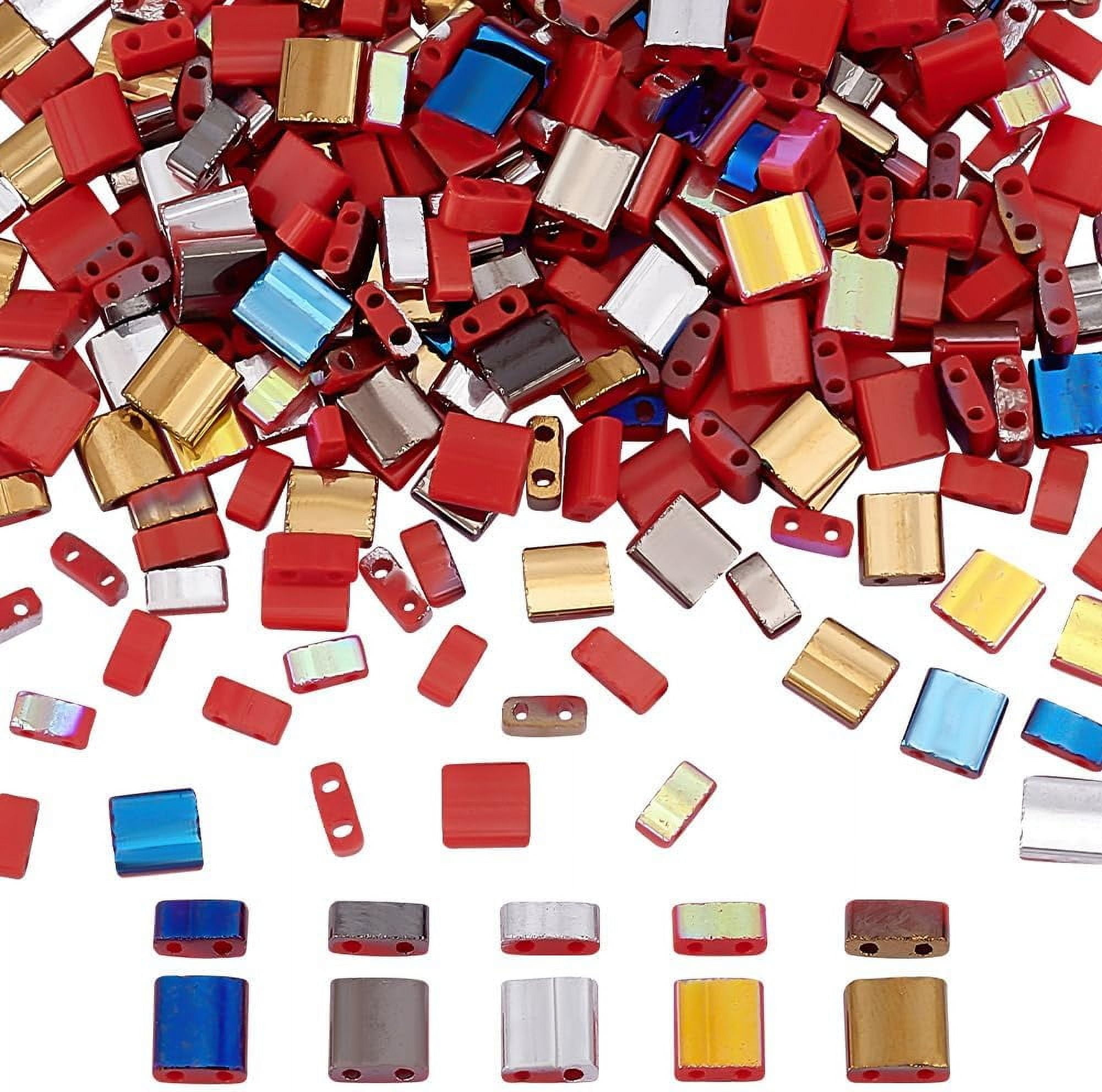 1 box 250pcs 10 style Electroplate Opaque Glass Seed Beads 2-Hole ...