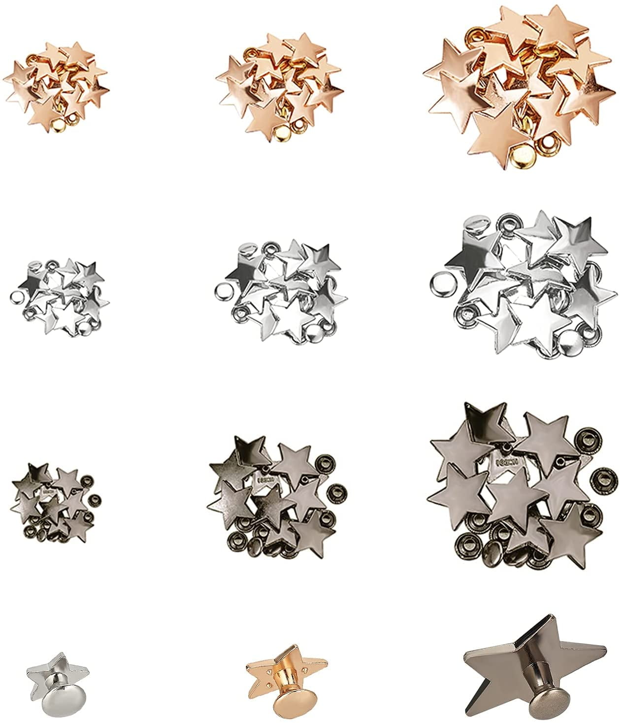 1 box 3 color 3 Size Star Rivet Spike Studs 90pcs Metal Claw Beads ...