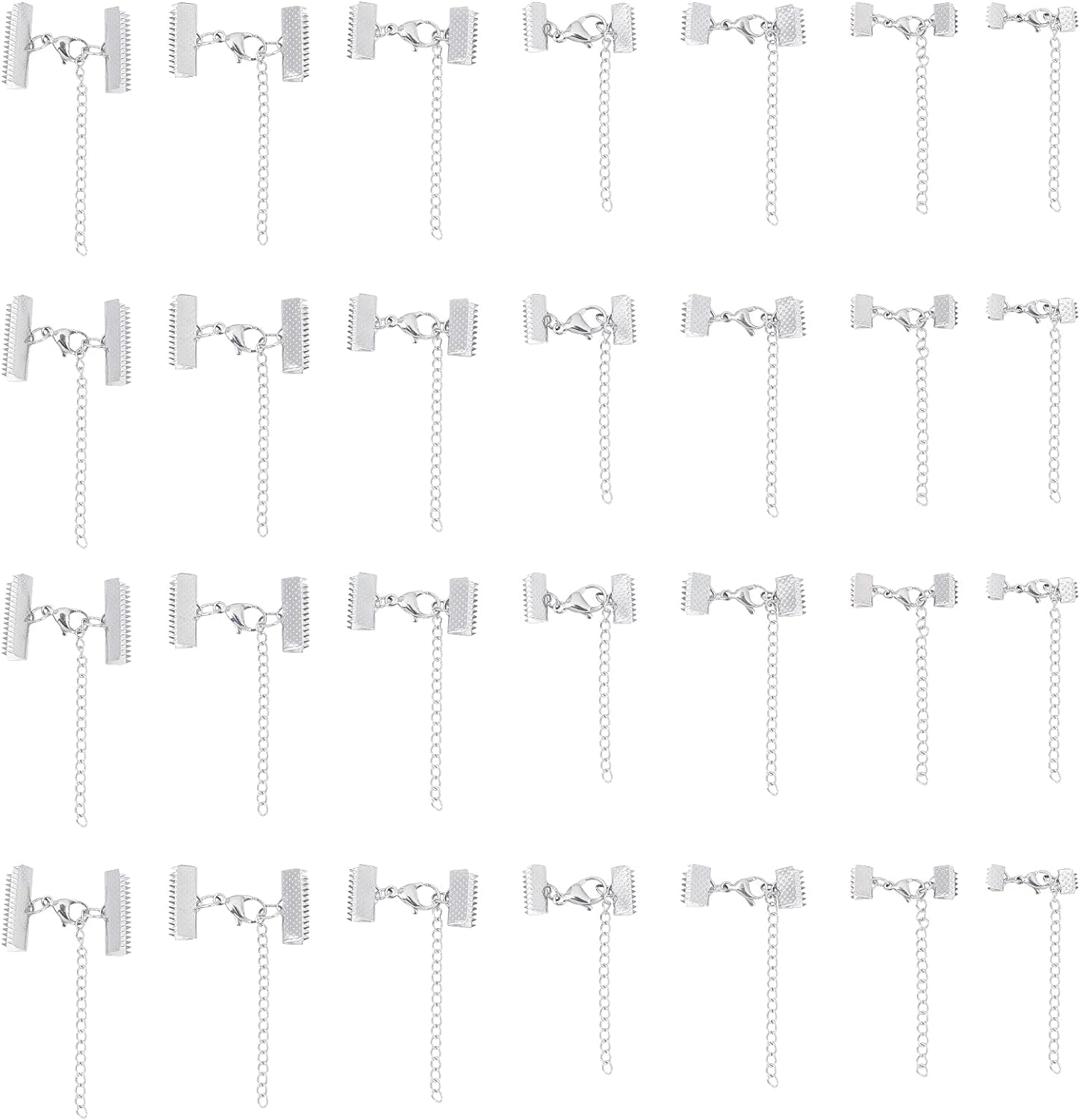 1 box 304 Stainless Steel Curb Chain Extender with Lobster Claw Clasps ...