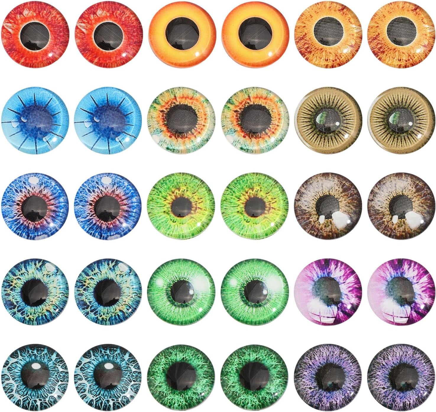 1 box 30pcs 15 colors Luminous Self Adhesive Glass Eyes Cabochons Glow ...