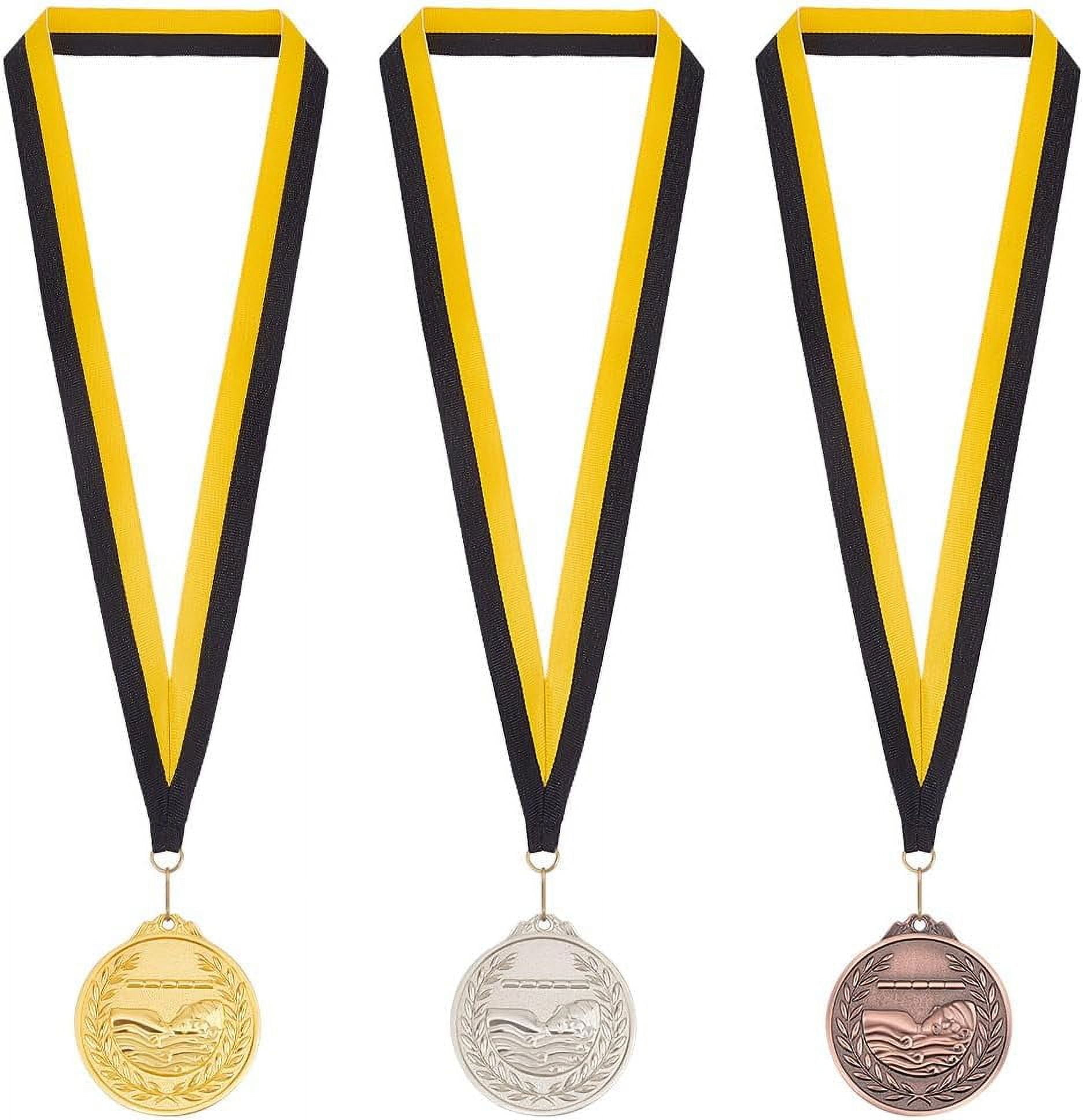 1 box 3pcs Award Medals with Premium Ribbon Alloy Award with Stripe ...
