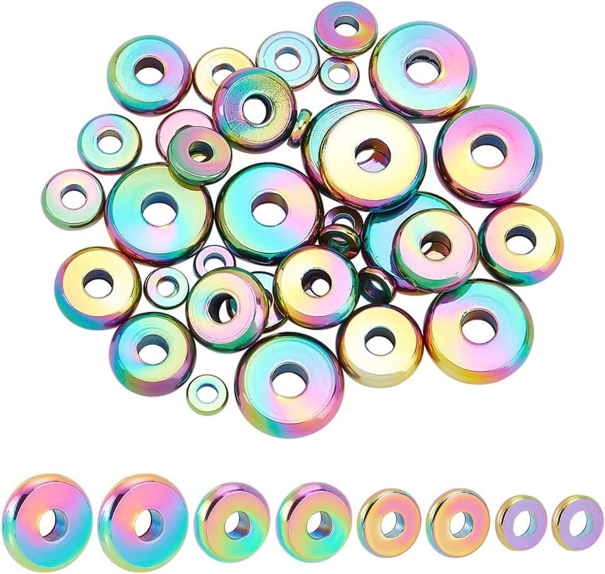 1 box 40pcs 4 Sizes 4/6/8/10mm Rainbow color 304 Stainless Steel Flat ...
