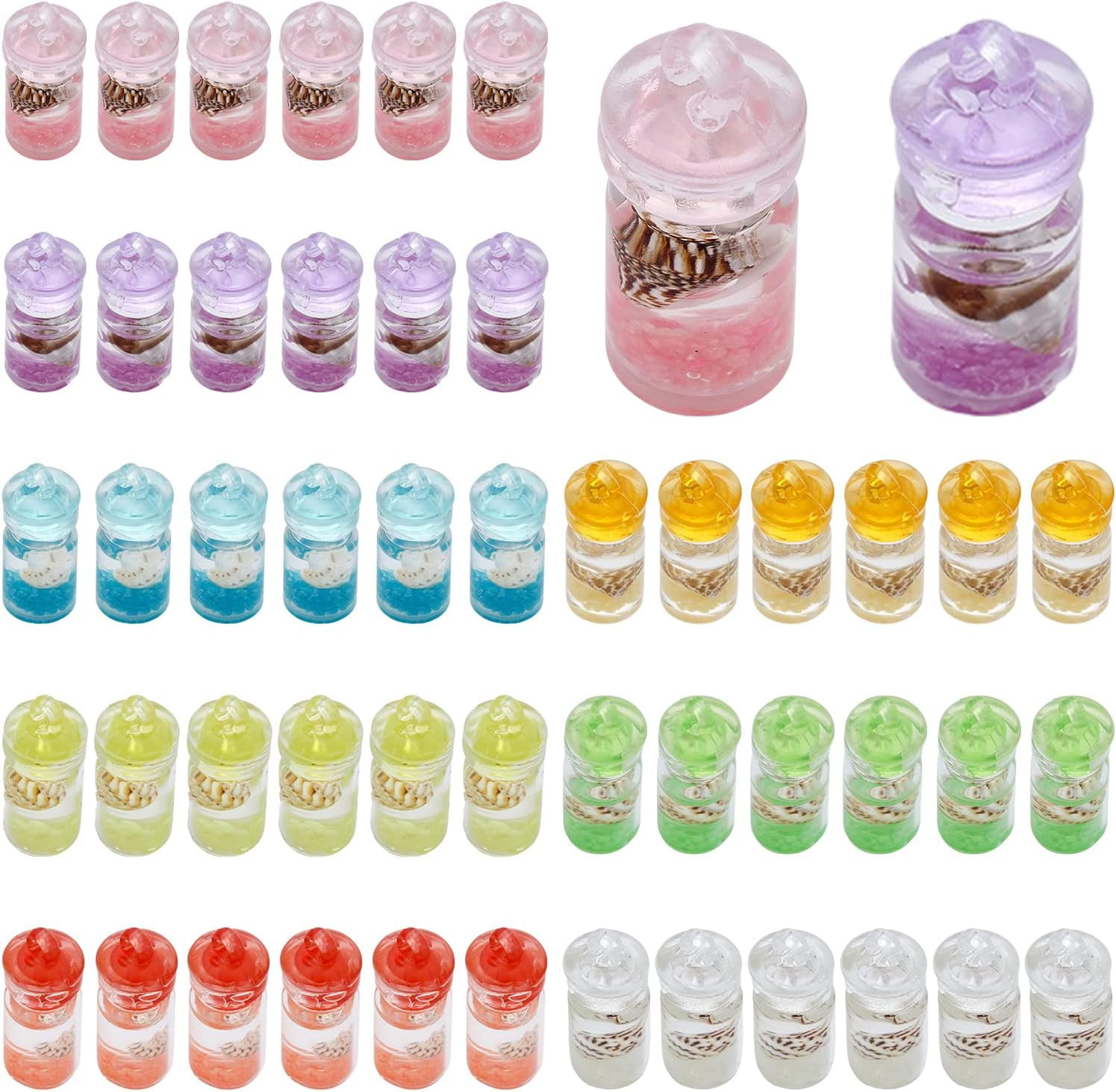 1 box 48pcs 8 colors Luminous Plastic Pendants with Conch inside Drift ...