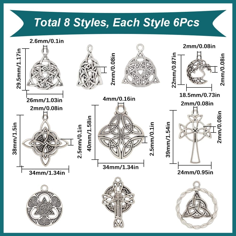 1 box 48pcs 8style Tibetan style Alloy Pendants Mix Shapes Antique ...