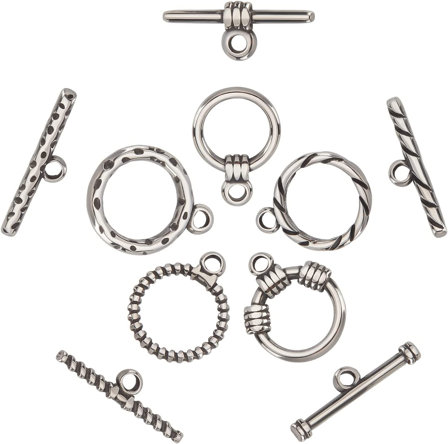1 box 5 styles Round Toggle Clasps Stainless Steel Buckle Round IQ ...