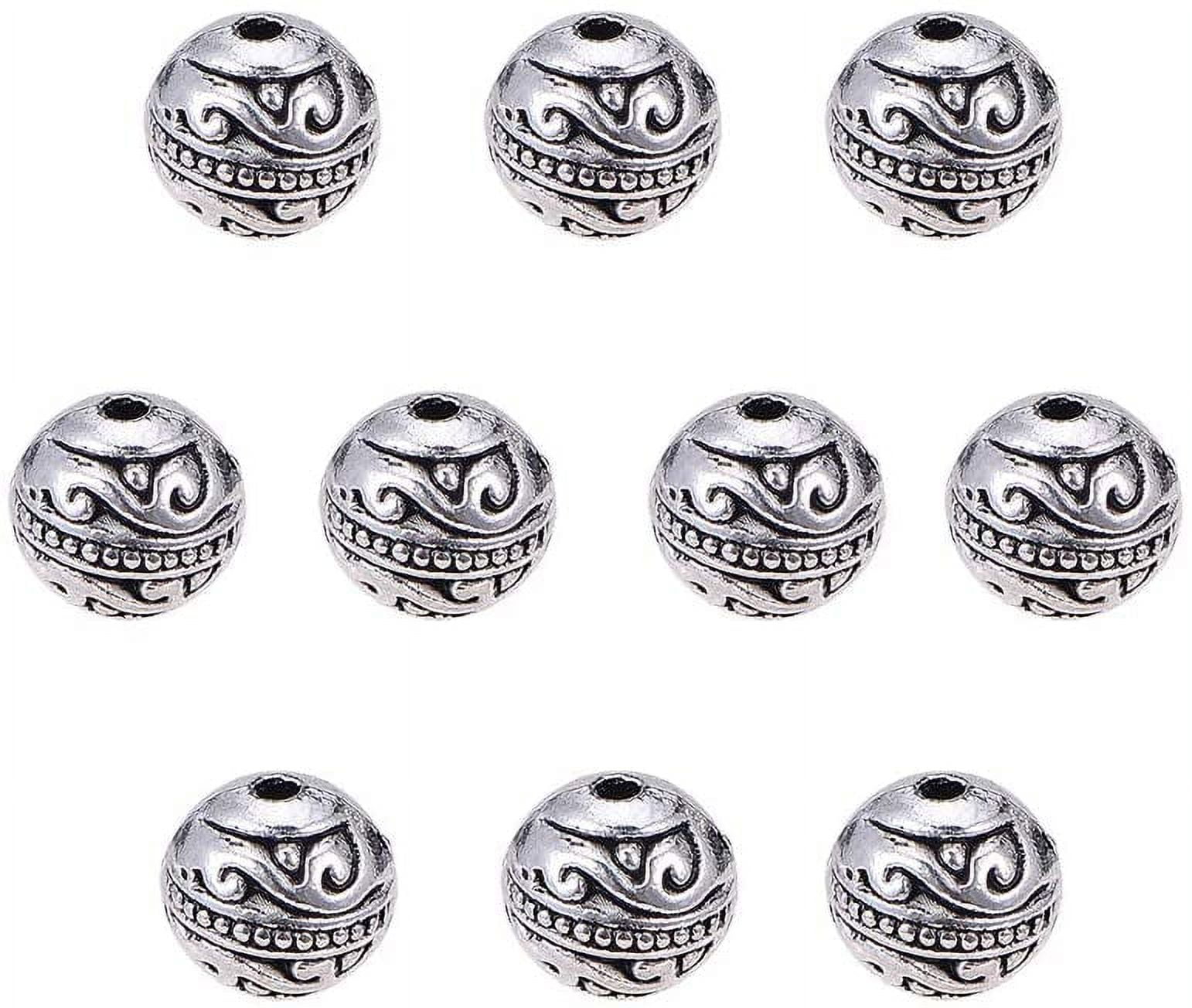 1 box 60pcs 8mm Round Spacers Beads Tibetan Alloy Metal Charms Beads ...