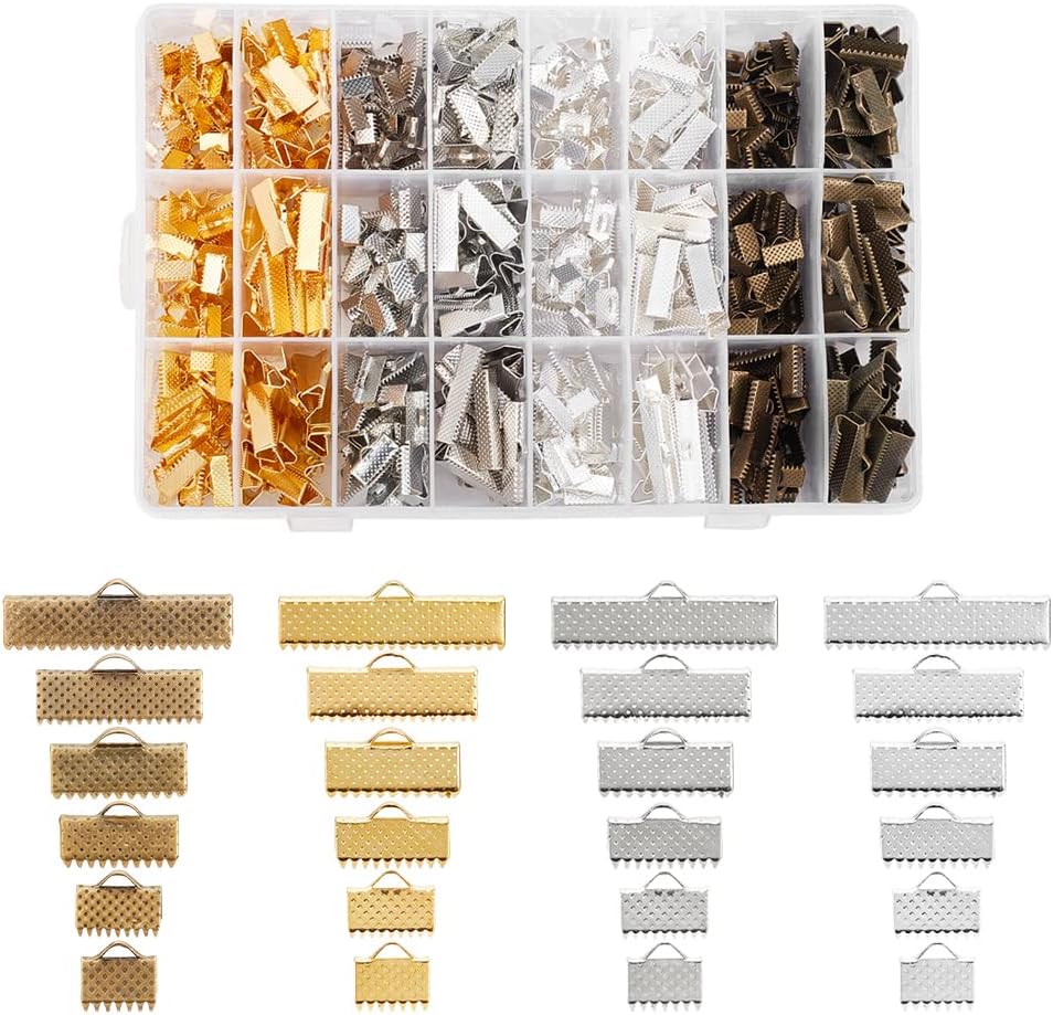 1 box 680 pcs 4 colors Iron Ribbon Bracelet Bookmark Pinch Crimp Clamp ...