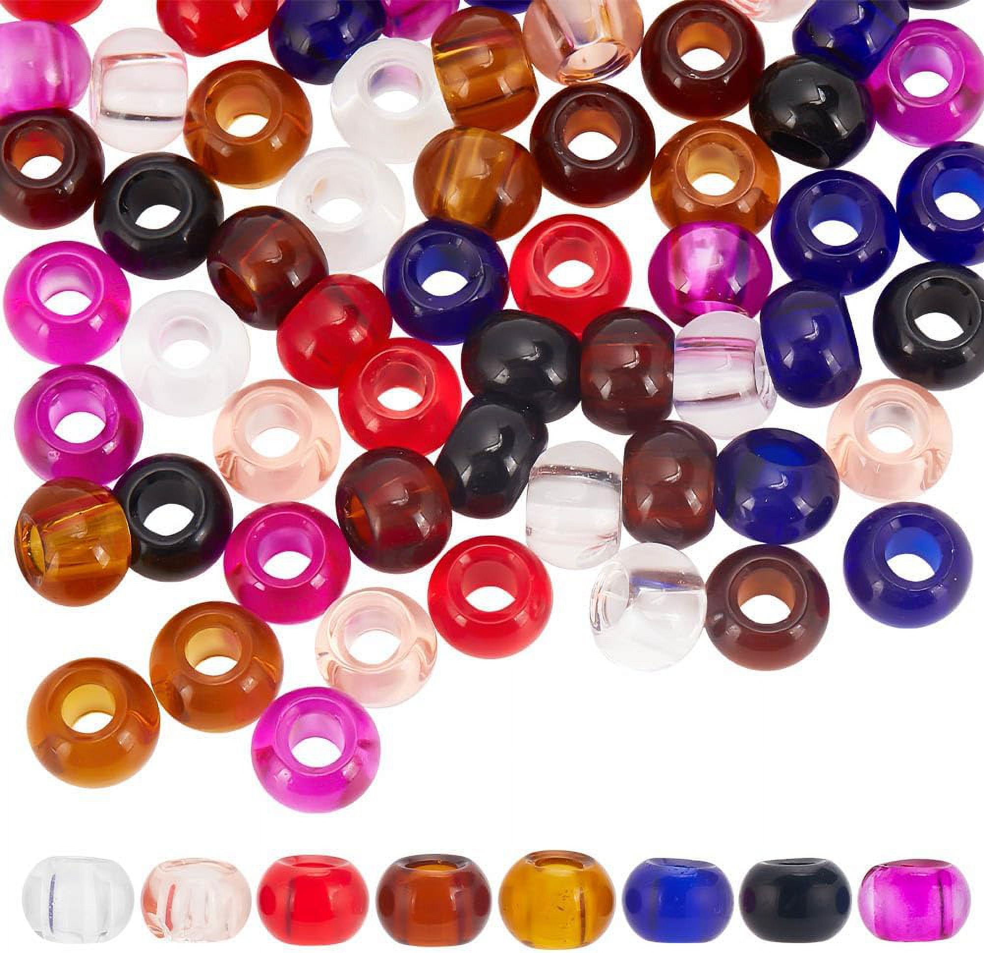 1 box 80 pcs 15mm Smooth Glass Rondelle Beads 8 colors Round Big Hole ...