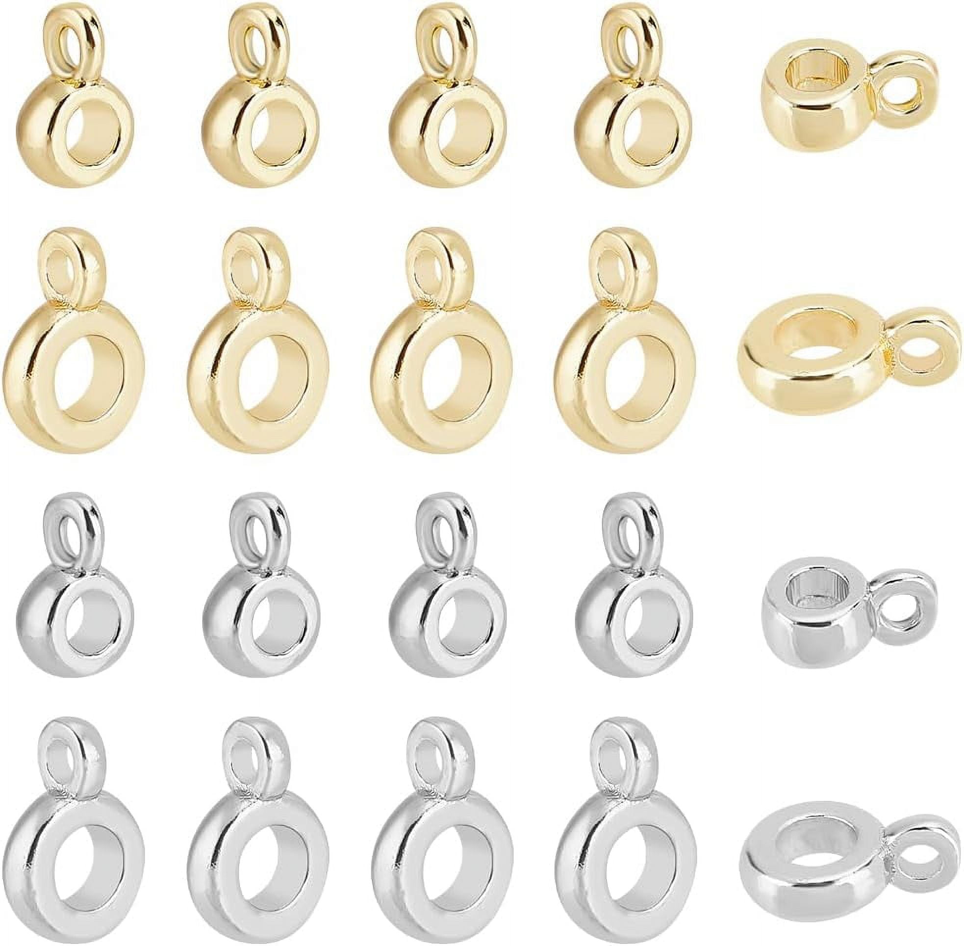 1 box 80pcs 2 Size Bail Beads Charms Brass Bead Hanger Round Spacer ...