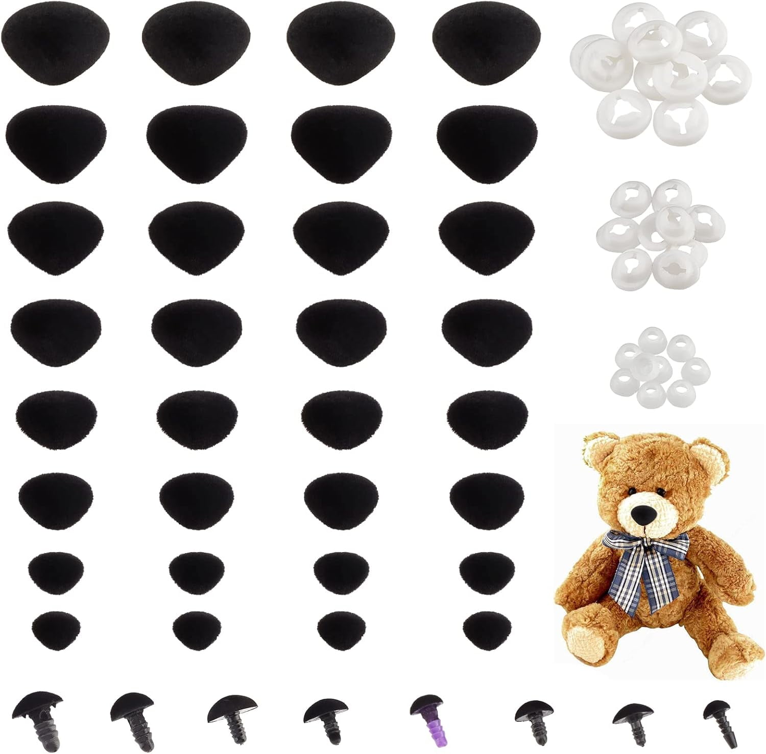 1 box 80pcs Flocking Safety Noses Velvet Amigurumi Noses 8 Sizes ...