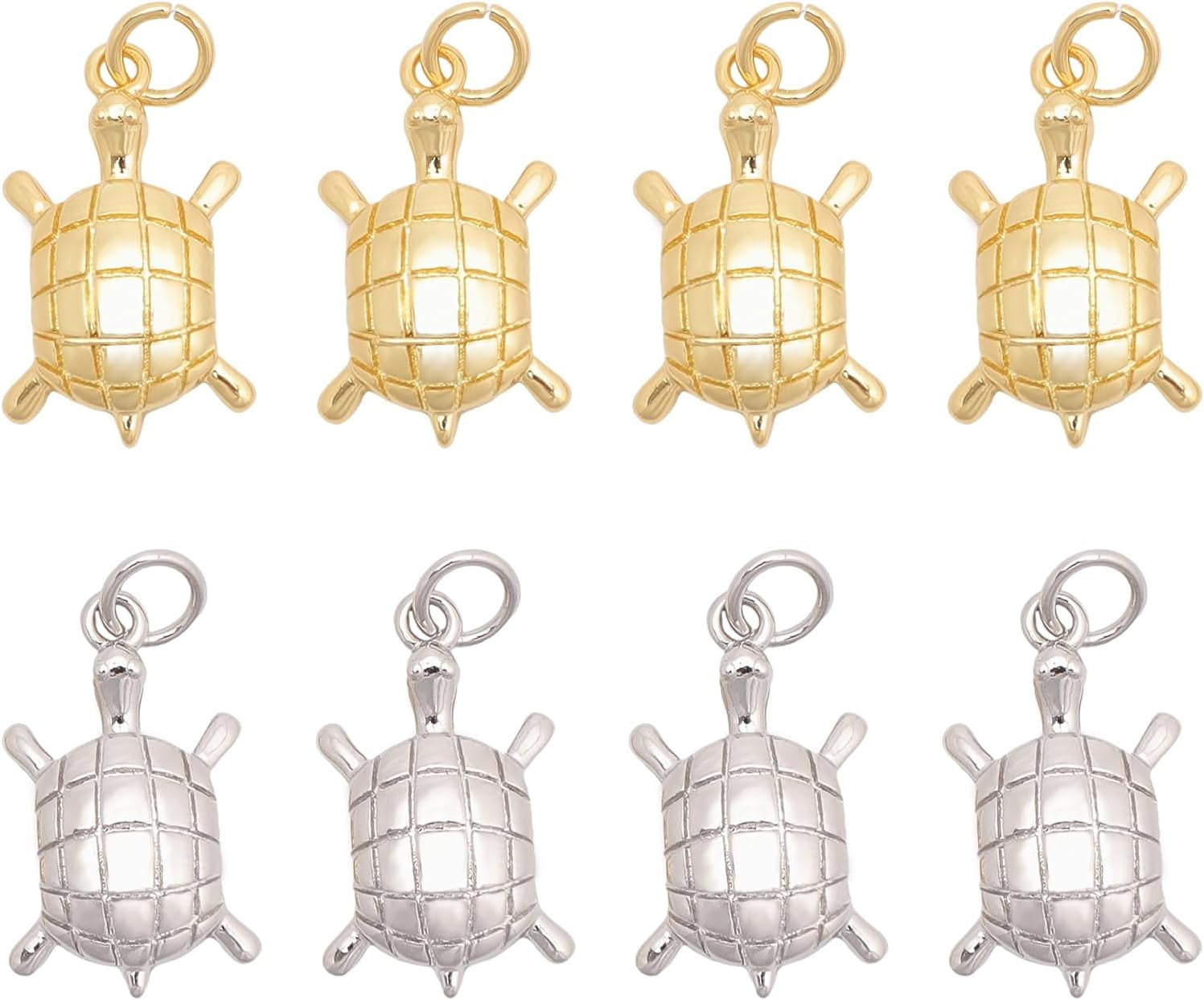 1 box 8pcs 2 colors Rack Plating Brass Pendants with Jump Ring Long ...