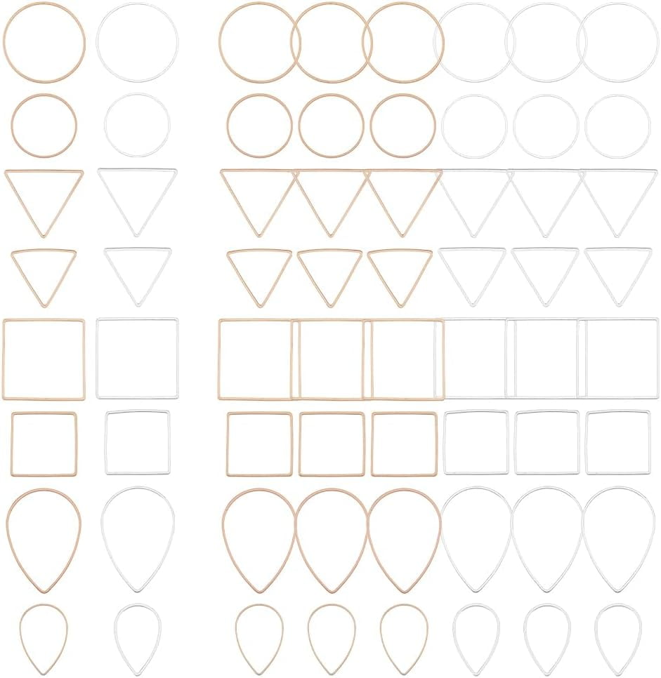 1 box 96pcs 16 style Brass Linking Rings Round Teardrop Links Triangle ...
