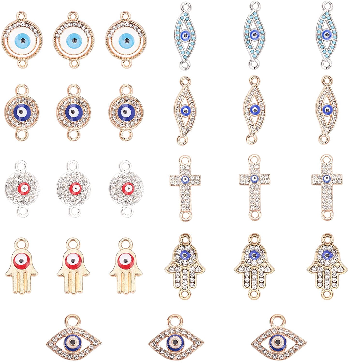 1 box Alloy Rhinestone Links connectors with Enamel and Rhinestone Evil ...