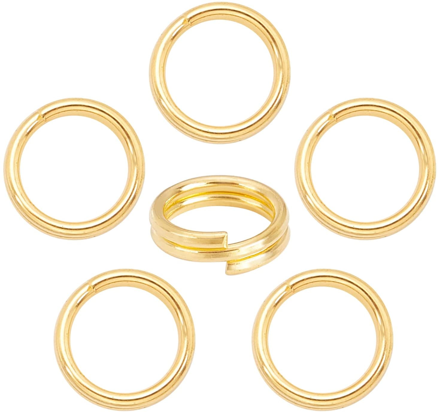 1 box Brass Split Rings Double Loops Jump Rings Golden 6mm Hole: 1mm ...