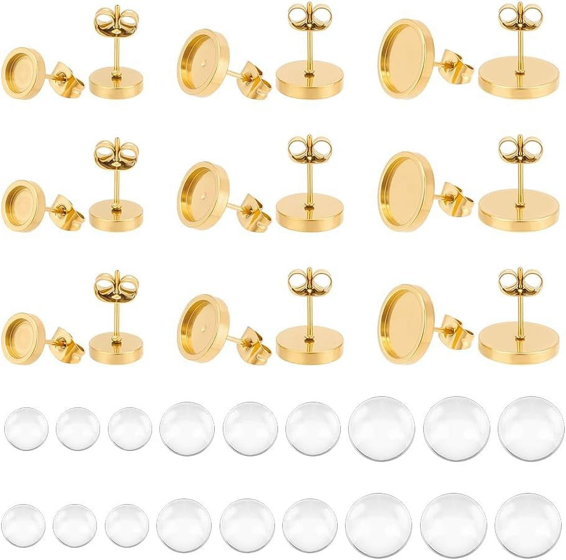 1 box DIY Blank Dome Stud Earring Making Kit Including 304 Stainless ...