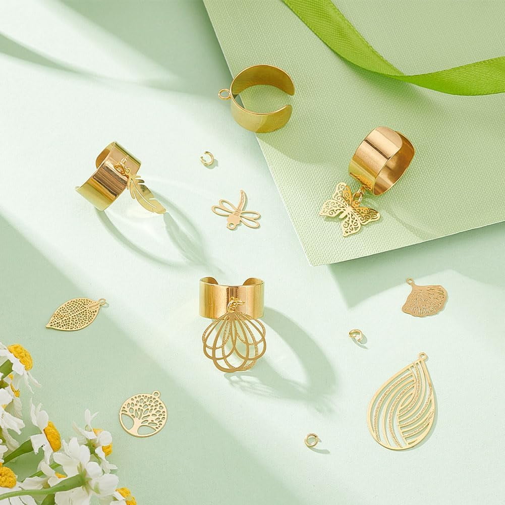 1 box DIY Spring Theme Charm Open Ring Making Kit Including Stainless ...