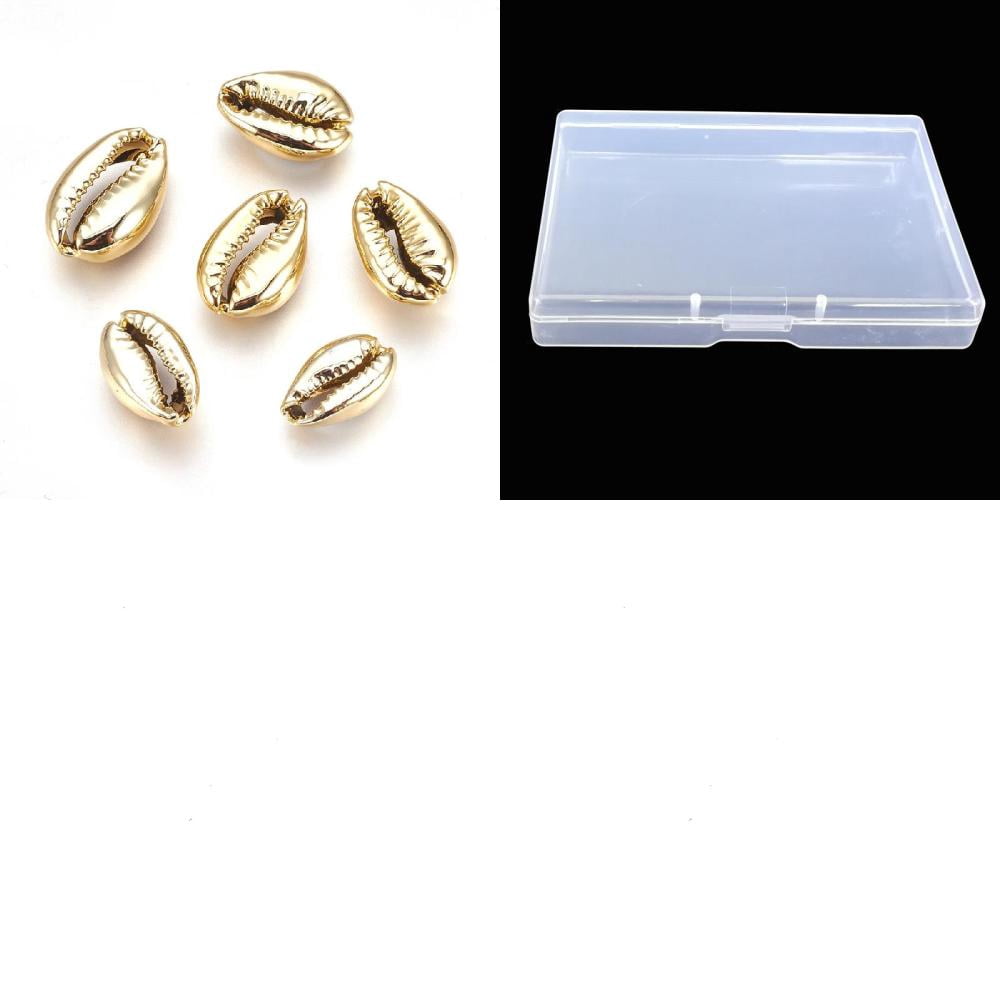 1 box Electroplated Shell Beads Cowrie Shells Golden Hole: 12~14x2~3mm ...