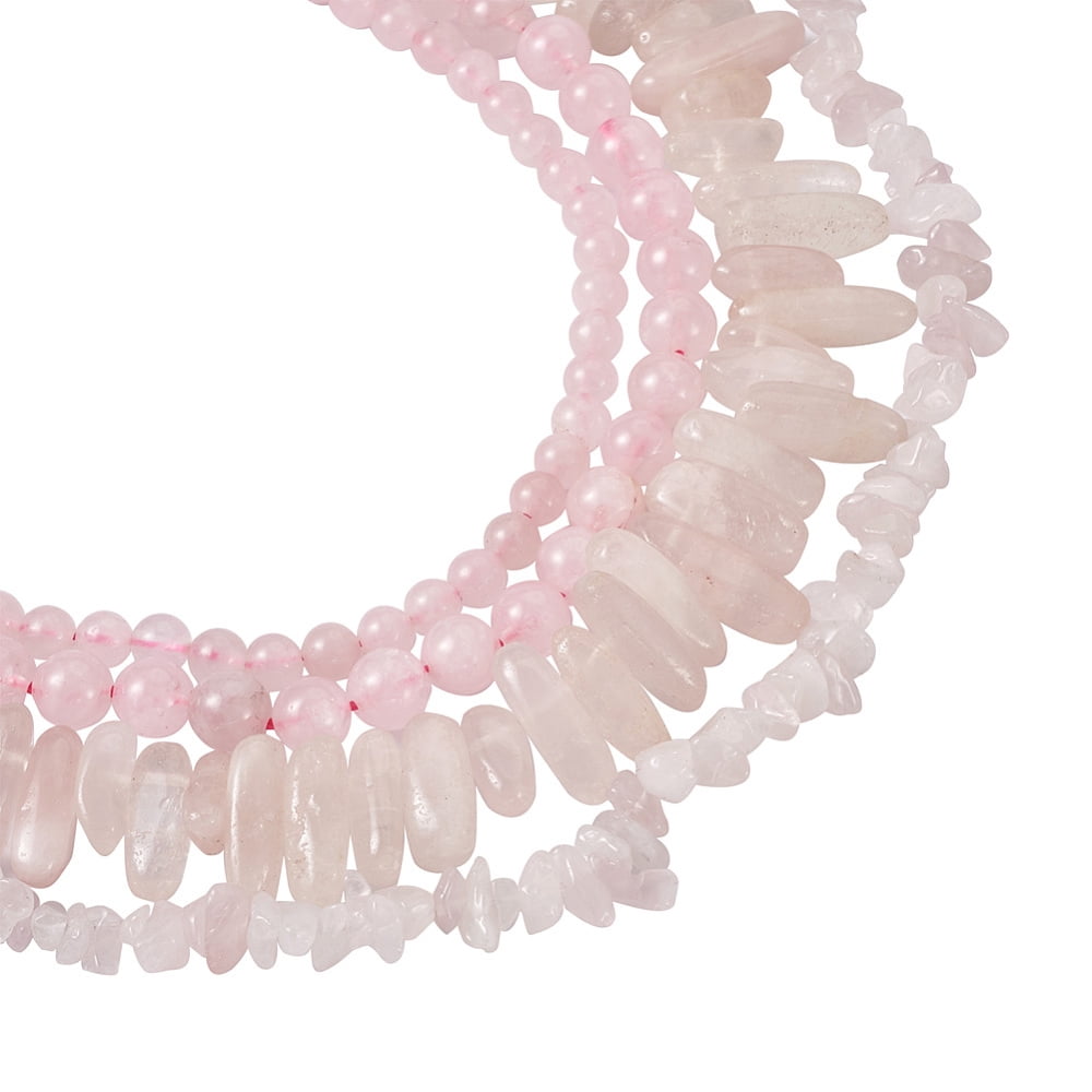1 box Kissitty 4 Strands 4 style Natural Rose Quartz Stone Bead Strands ...