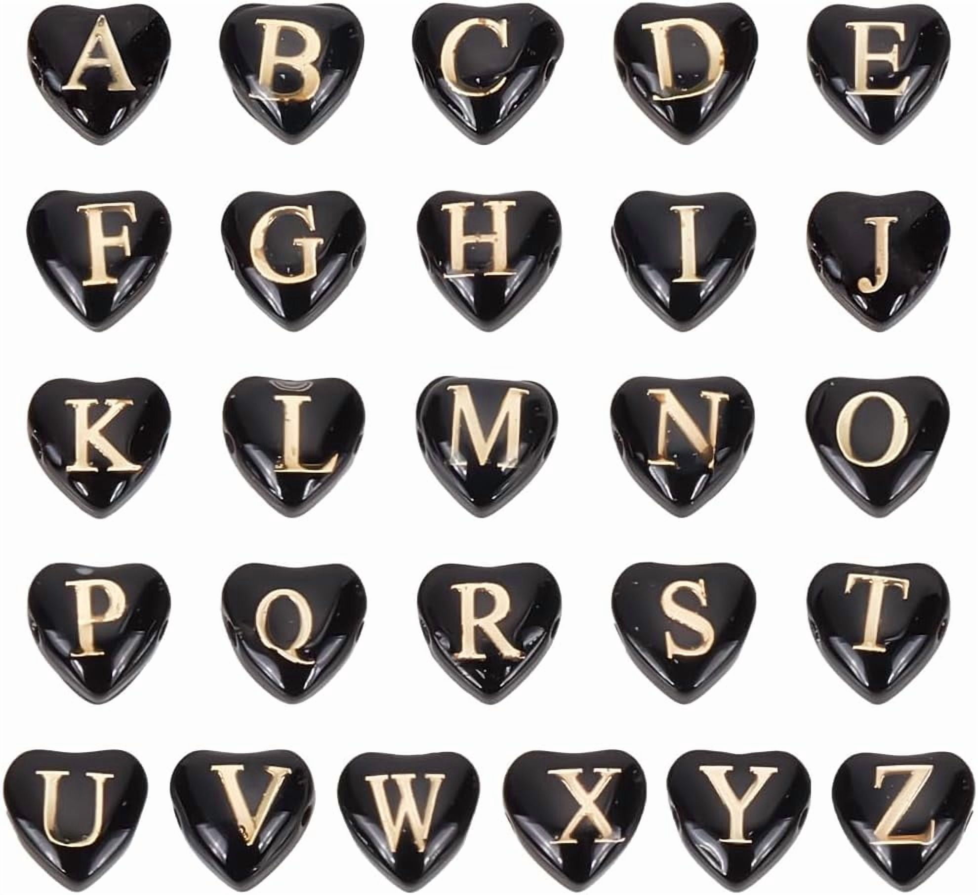 1 box Letter Beads for Jewelry Making 26pcs Alphabet A-Z Charms Black ...