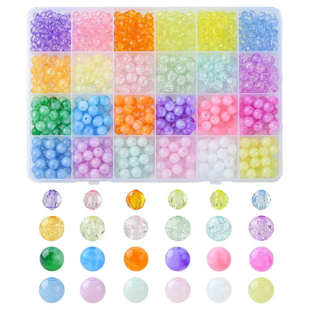 1 box Mixed styles Acrylic Beads Round Mixed color 6~8x5.5~8mm Hole: 1. ...