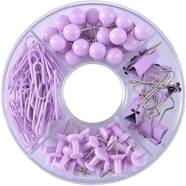 1 box Plastic Push Pins & Paper Clips & Thumb Tacks Assorted Kits for ...