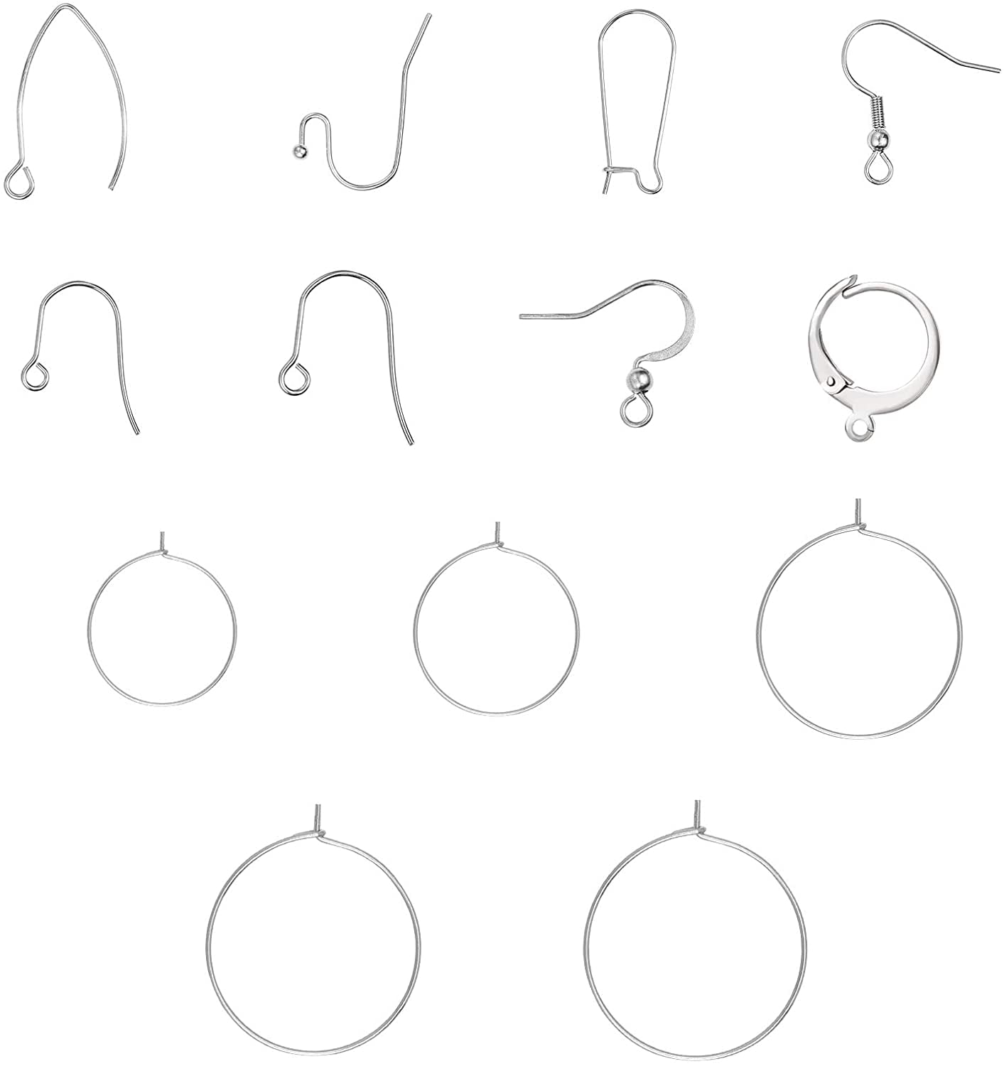 1 box Stainless Steel Earring Hooks with Horizontal Loop with Hoop ...