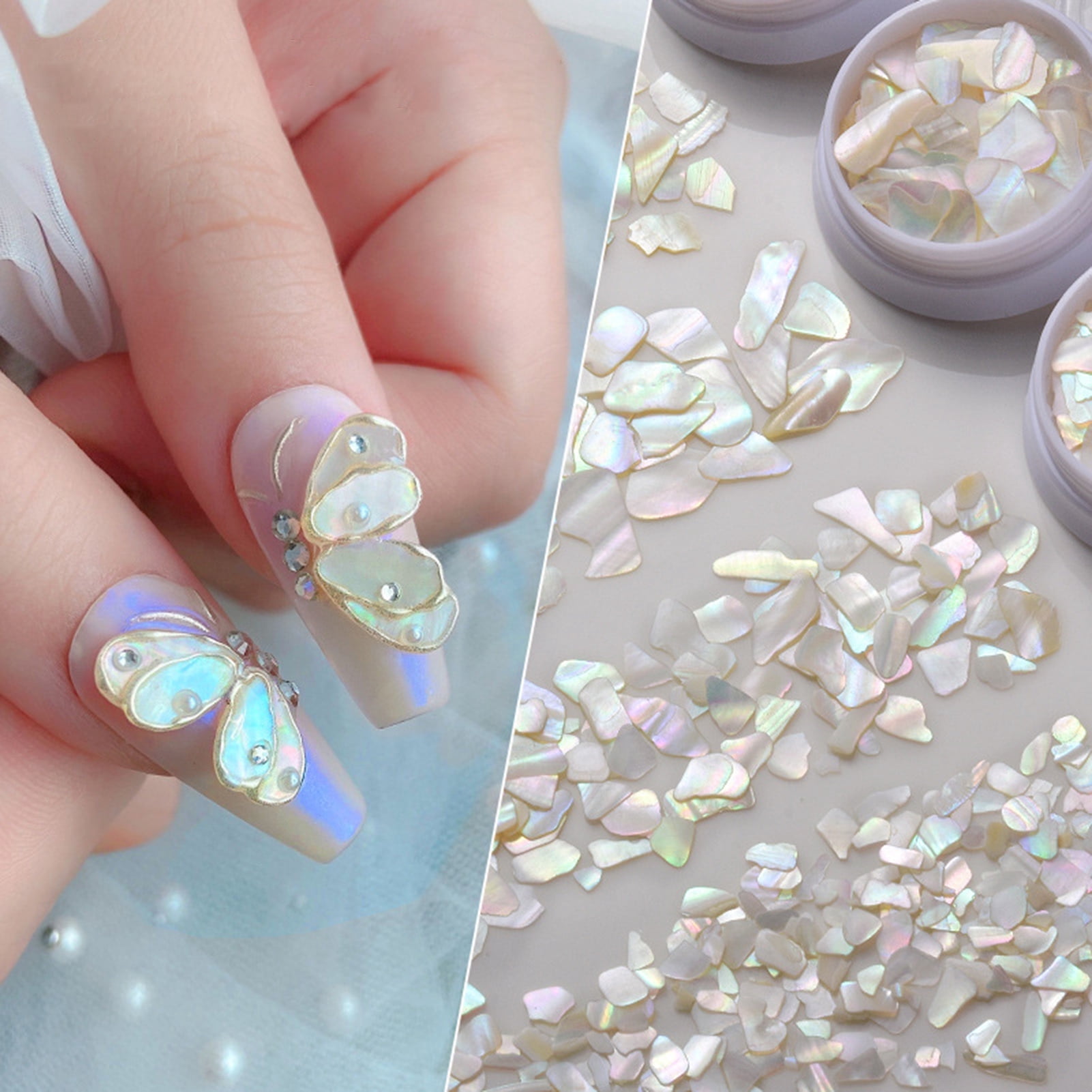 1 box nail shells irregular 3d effect flashing crushed stone decorative ...