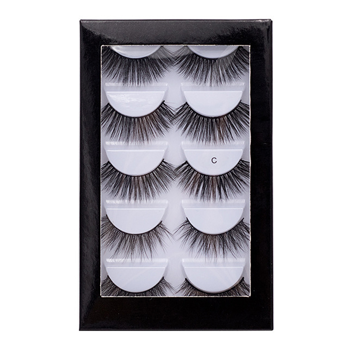 1 box of 5D chemical fiber false eyelashes 5 pairs pack thick natural ...
