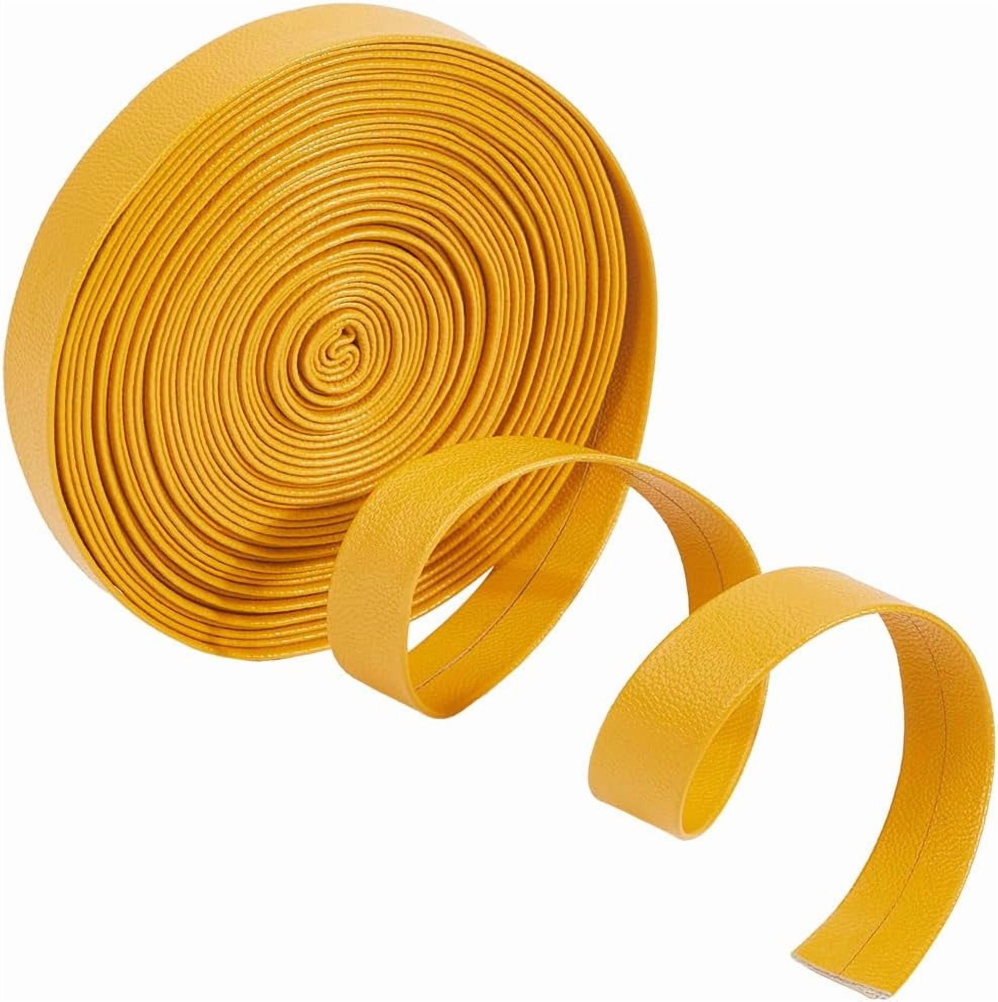 1 bundle 5mx15mm Foldover Leather Strips Flat Leather Cord Gold Lychee ...