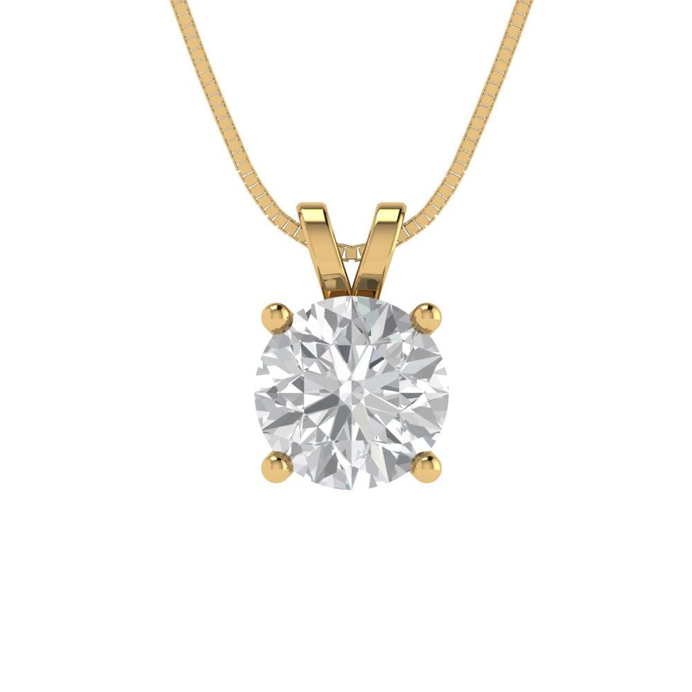 1 cctw Moissanite Yellow Gold Plated Pendant with 18" Box Chain (6.5mm ...