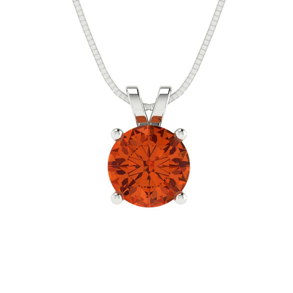 1 cctw Simulated Red Diamond White Gold Plated Pendant with 18" Box ...