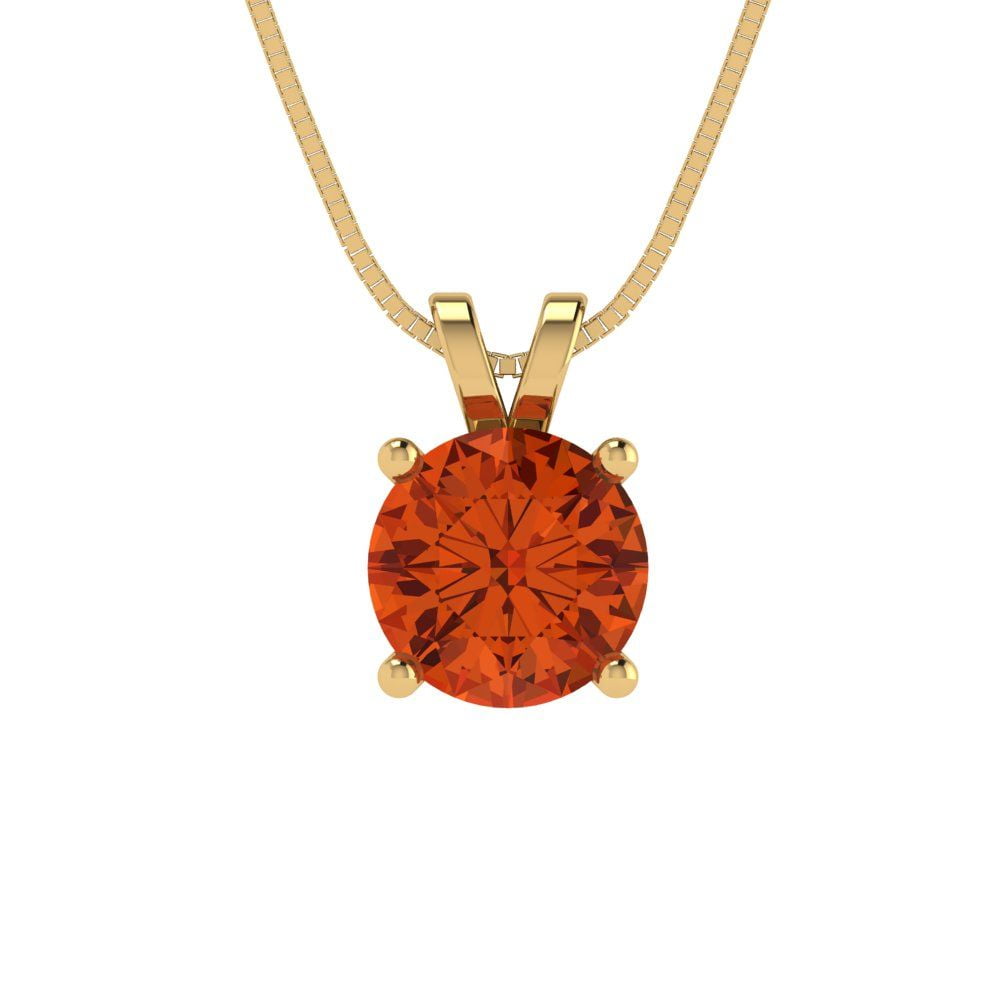 1 cctw Simulated Red Diamond Yellow Gold Plated Pendant with 16" Box ...