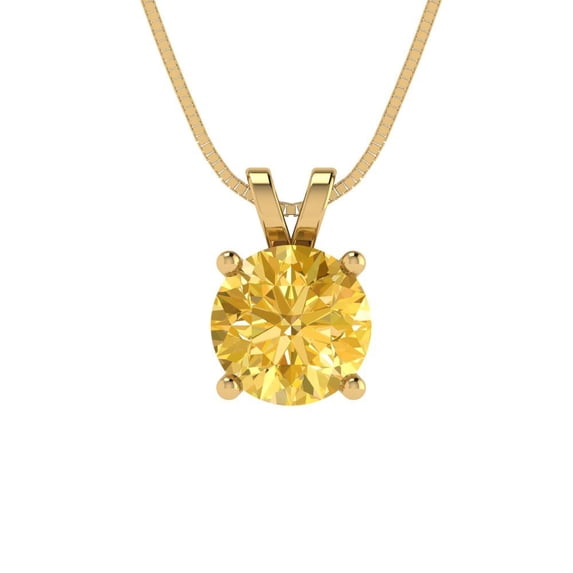 1 cctw Simulated Yellow Diamond Yellow Gold Plated Pendant with 16" Box ...