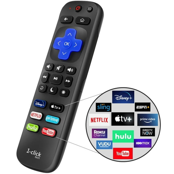 1-clicktech for Roku Remote 2-in-1 for Roku-TV and Roku Box, Compatible ...