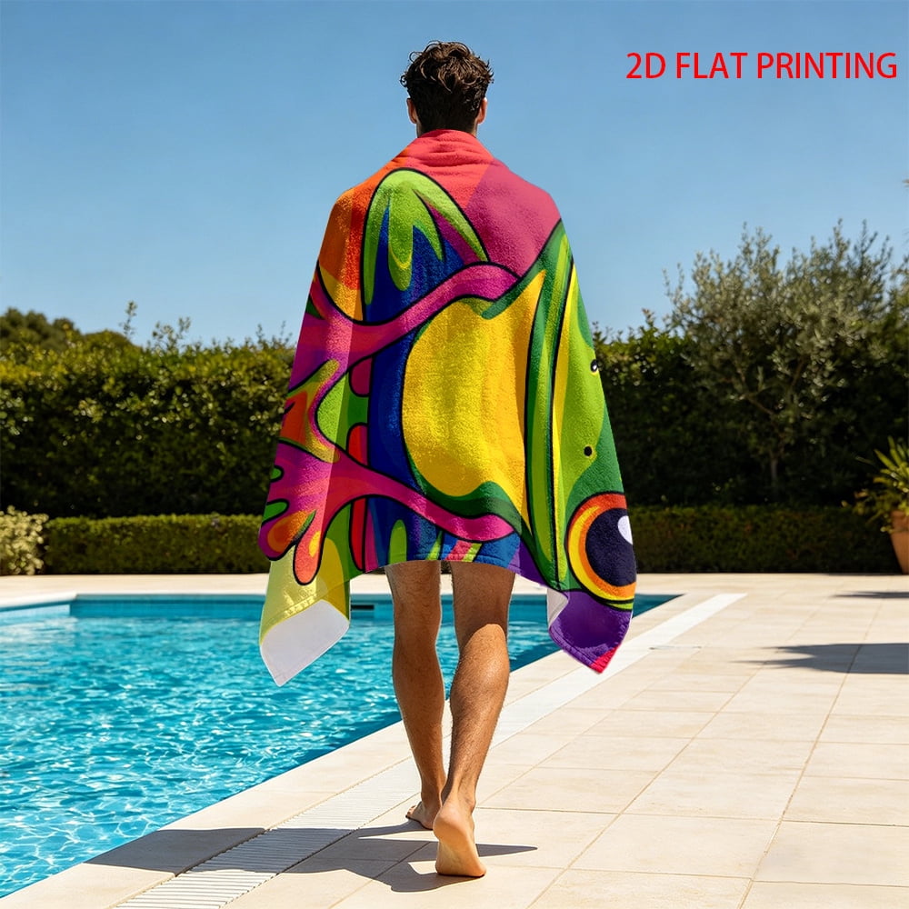 1 color cartoon frog pattern quick-drying soft beach towel, light and ...