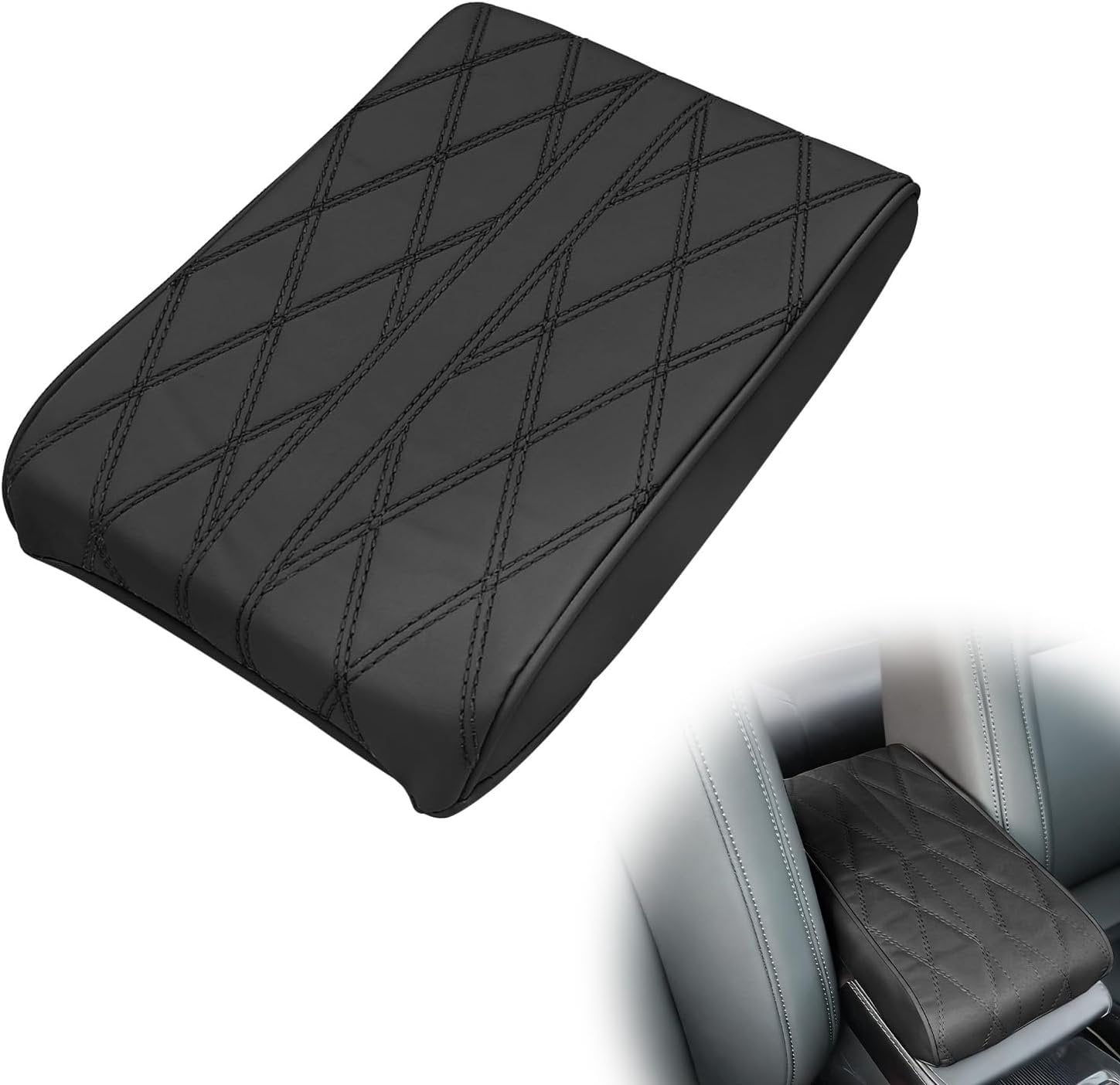 1 count Armrest Box Booster Pad, Leather Texture Anti-Scratch ...