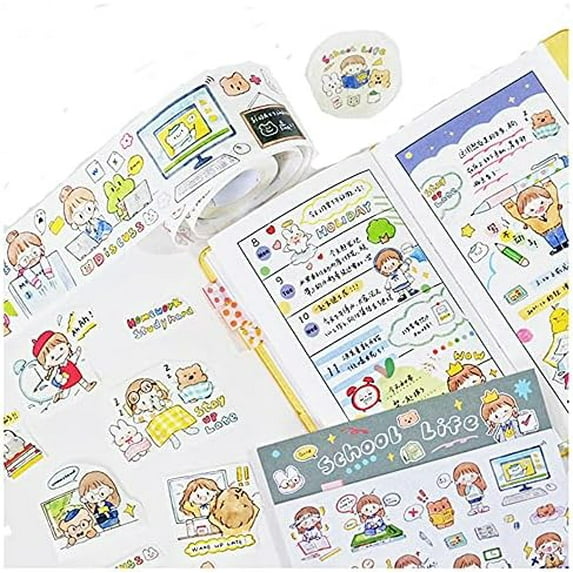 1 count Decorative Adhesive Tapes Cartoon Girl Molinta Dressing Washi Tape for Journal Supplies ...