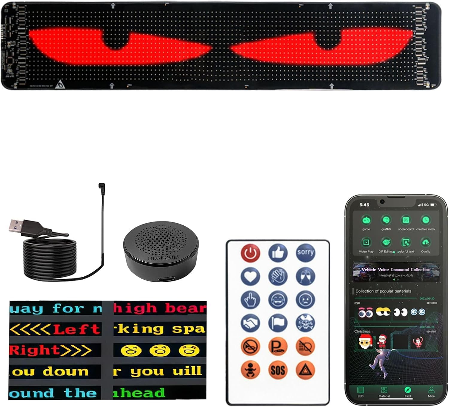 1 count Devil Eyes Sign for Windshield, 23''x5'' Programmable Eyes ...