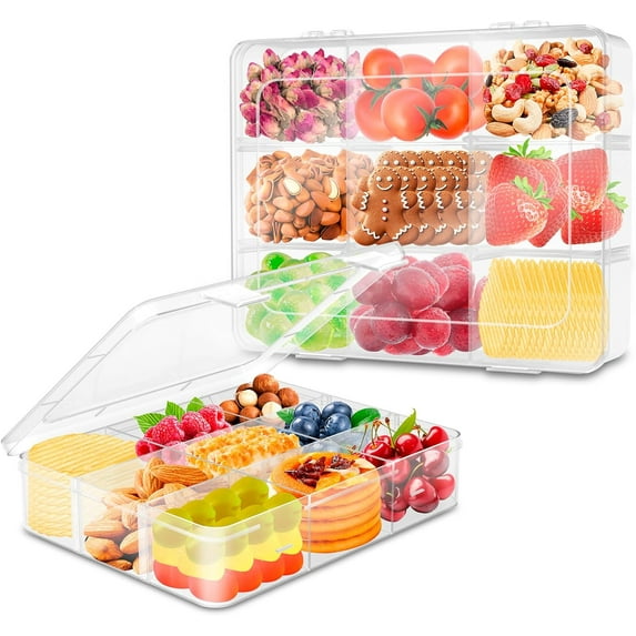 1 count Snack Box Container, 9 Compartments Snack Containers Meal Prep ...