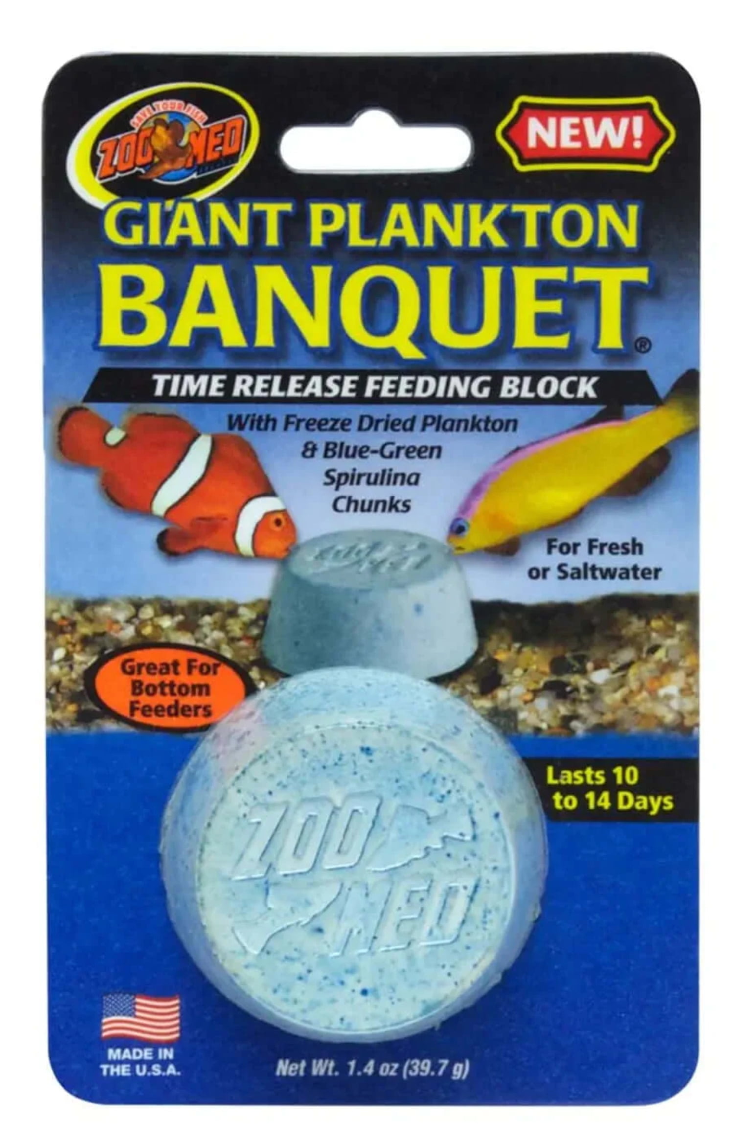 1 count Zoo Med Giant Plankton Banquet Time Release Feeding Block for ...
