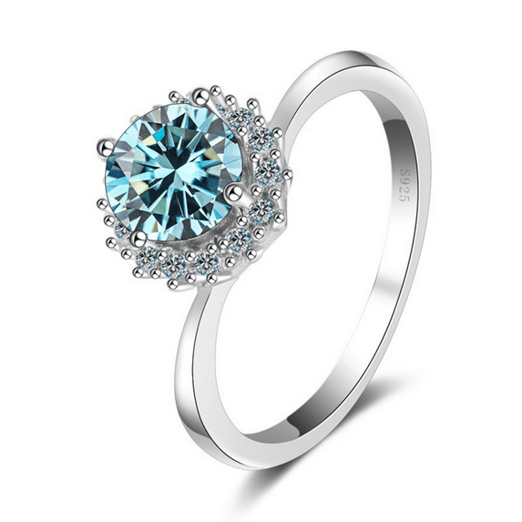 1 ct D Color Moissanite Engagement Rings for Women 925 Sterling Silver ...