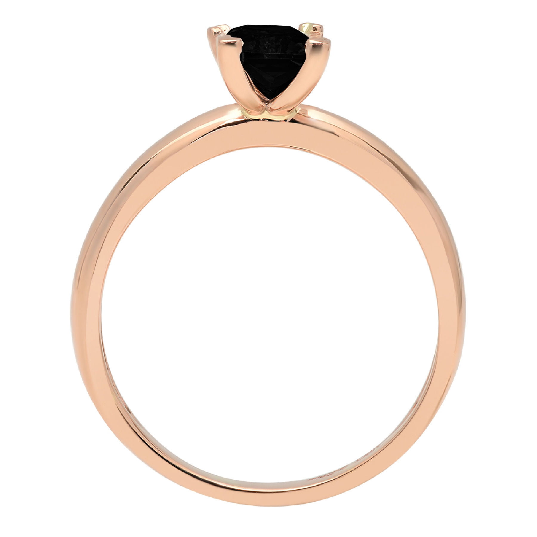1 ct Emerald Cut Natural Onyx Solitaire Engagement Ring for Women in 14K Rose Gold - Walmart.com
