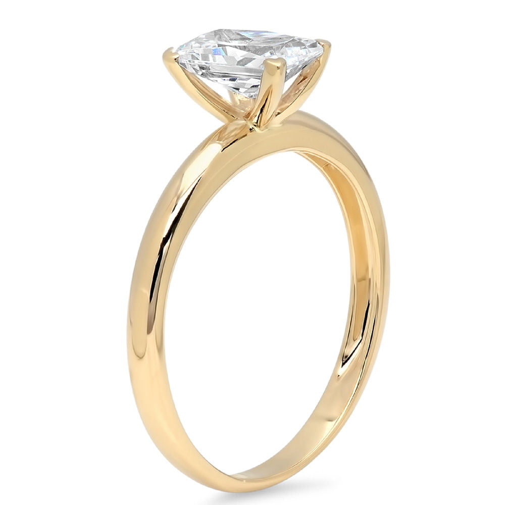 1 ct Emerald Cut Simulated Diamond Solitaire Engagement Ring for Women ...