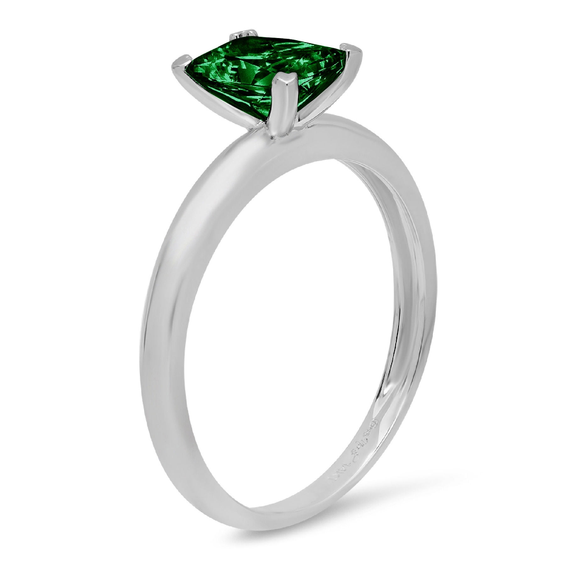 1 ct Emerald Cut Simulated Emerald Solitaire Engagement Ring for Women ...