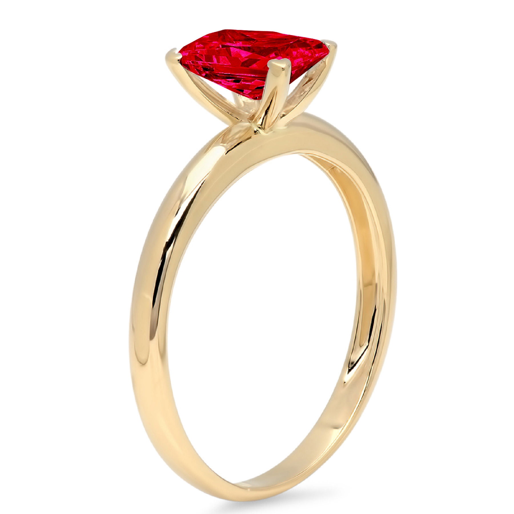 1 ct Emerald Cut Simulated Ruby Solitaire Engagement Ring for Women in 14K Yellow Gold - Walmart.com