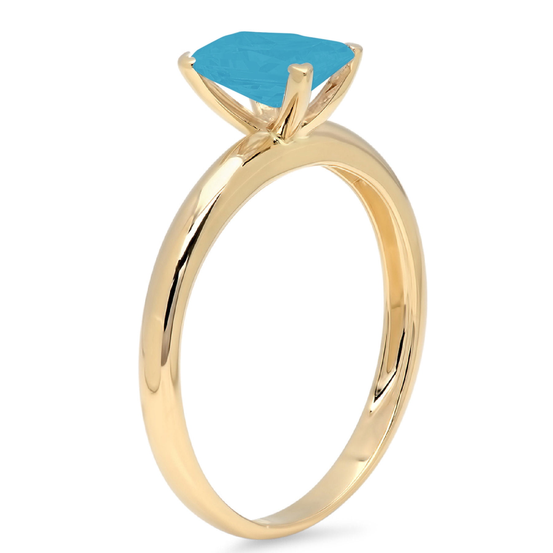 1 ct Emerald Cut Simulated Turquoise Solitaire Engagement Ring for ...