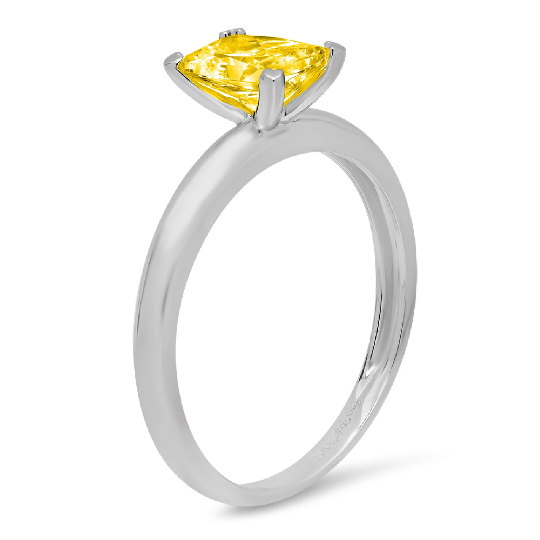 1 ct Emerald Cut Simulated Yellow Diamond Solitaire Engagement Ring for ...