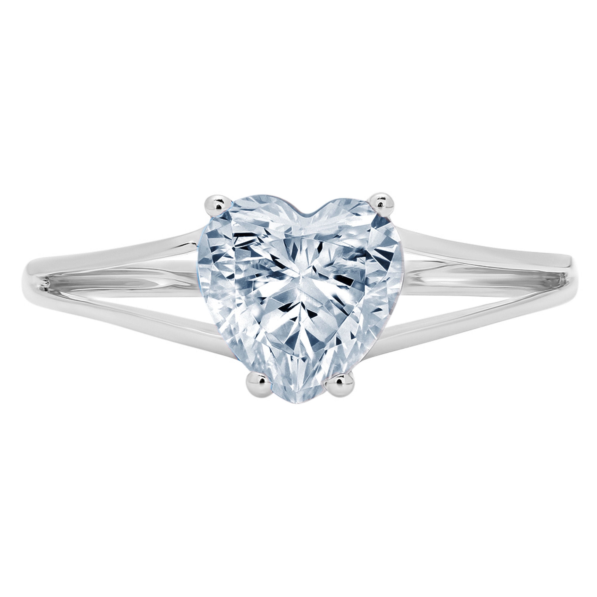 1 ct Heart Cut Simulated Blue Diamond Solitaire 18K White Gold Womens ...