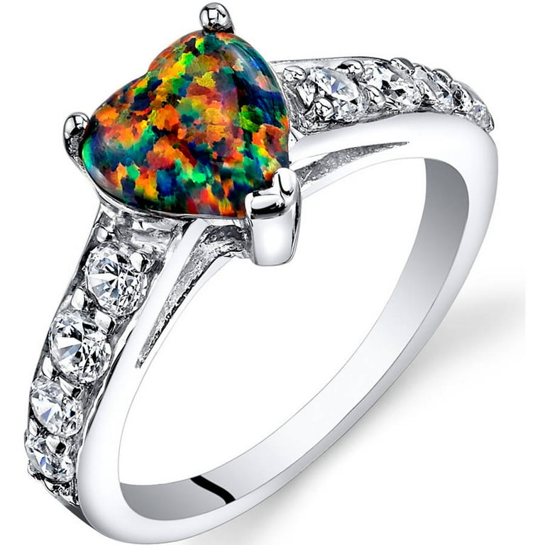 Black Opal Silver Ring